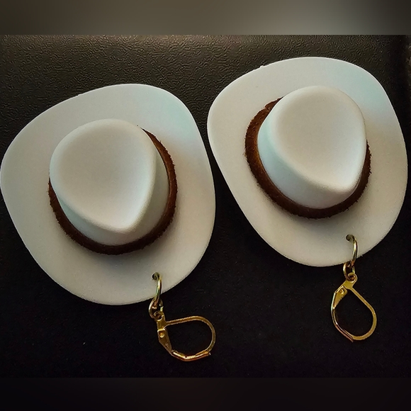 no brand | Jewelry | One Of A Kind White Stetson Cowboy Hat Ear Rings ...
